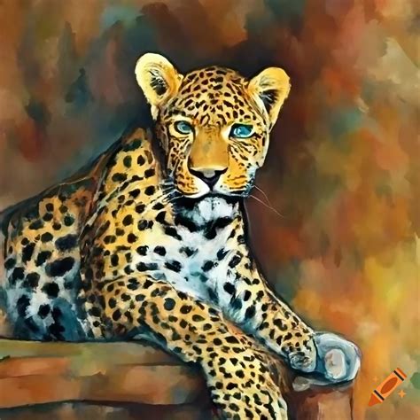 Graceful Leopard Resting On A Branch On Craiyon