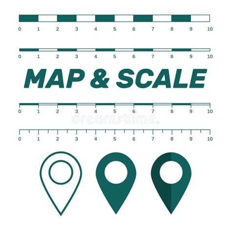 Gr Ficos De Las Escalas De Mapa Del Vector Para Las Distancias De