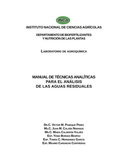 PDF manual de técnicas analíticas para el análisis de las aguas