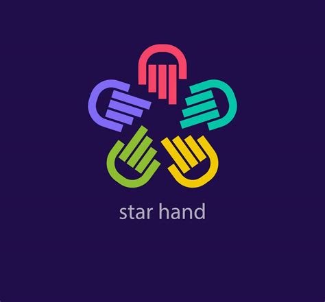 creativo mano estrella formación logo diseño único diseño color