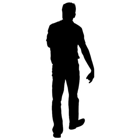 Silueta Negra Hombre De Pie Personas Sobre Fondo Blanco Vector Premium