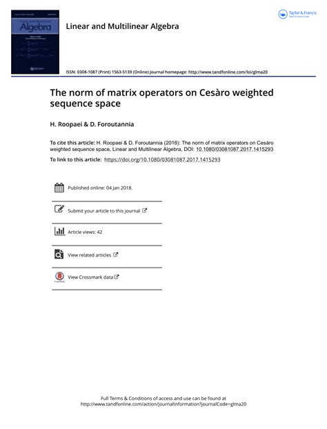 pdf the norm of matrix operators on cesàro weighted sequence space