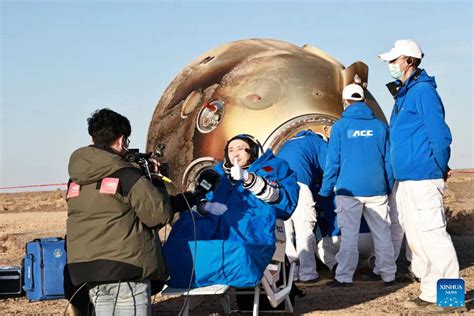 Shenzhou 16 Astronauts Out Of Return Capsule Xinhua