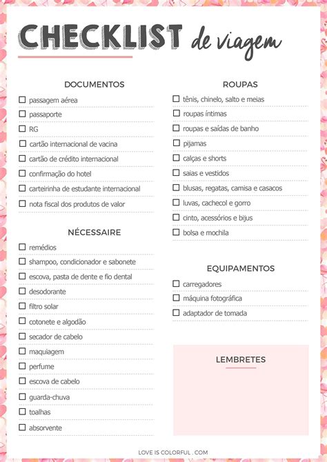 Checklist De Viagem Para Imprimir E Usar Checklist De Viagem Viagem