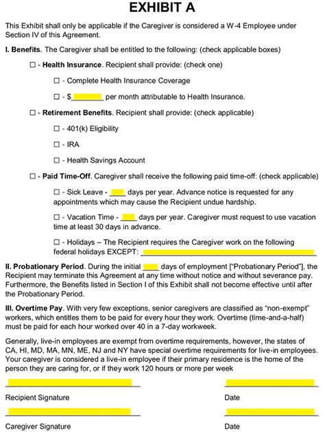 Free Caregiver Contract Agreement Template PDF Word EForms