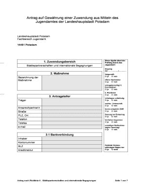 Fillable Online Antrag Auf Gewhrung Einer Zuwendung Aus Mitteln Des Fax