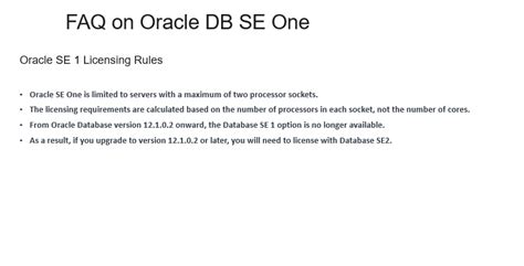 How Does Oracle Se One Licensing Work