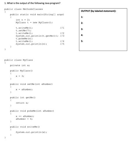 solved 1 what is the output of the following java program