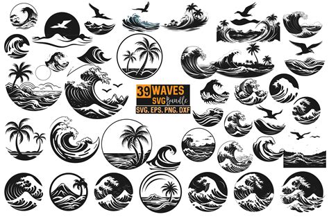 Ocean Waves Svg Cut Files For Cricut Graphic By Md Shahjahan Creative