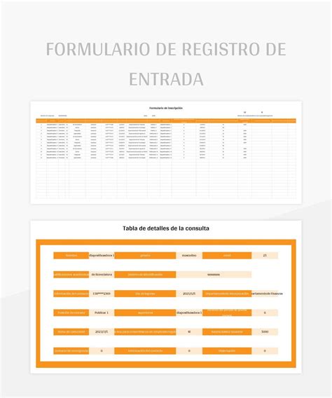 Plantilla de Excel Formulario De Registro De Entrada y Hoja de Cálculo