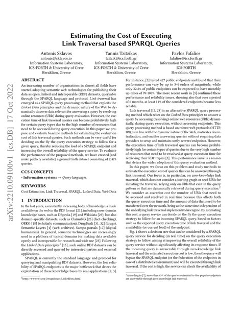pdf estimating the cost of executing link traversal based sparql queries