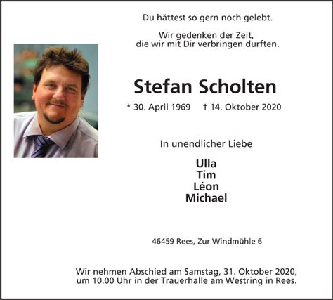 Traueranzeigen Von Stefan Scholten Trauer In NRW De