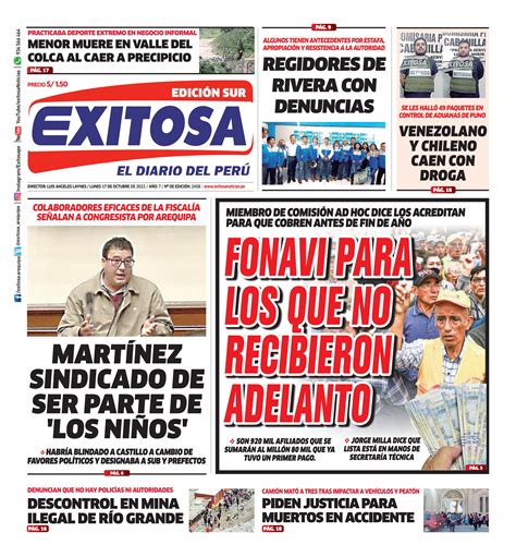 Diario Exitosa Sur Lunes 17 De Octubre Del 2022 By Diario Exitosa Issuu