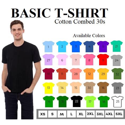 Jual Kaos Polos Lengan Pendek Cotton Combed 30s Size S XL T