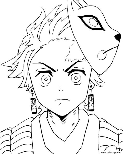 Coloriage Tanjiro Kamado With Mask Demon Slayer Dessin Demon Slayer à
