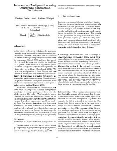 interactive configuration using constraint satisfaction techniques