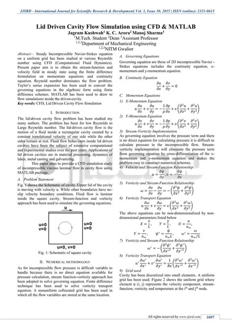 lid driven cavity flow simulation using cfd and matlab pdf