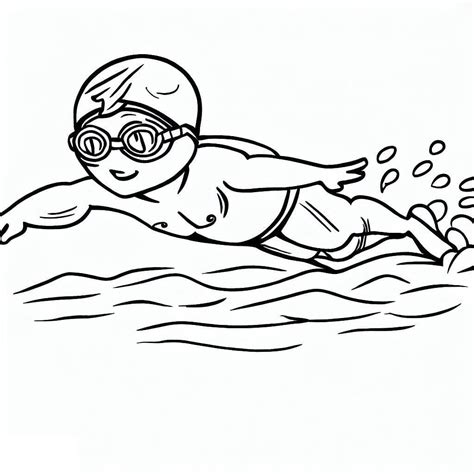 Coloriage Natation Pour les Enfants télécharger et imprimer gratuit