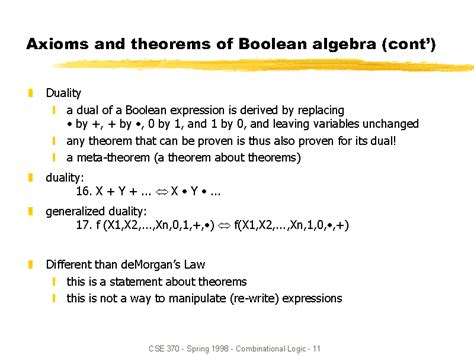 axioms and theorems of boolean algebra cont