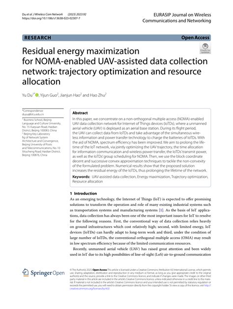 pdf residual energy maximization for noma enabled uav assisted data collection network