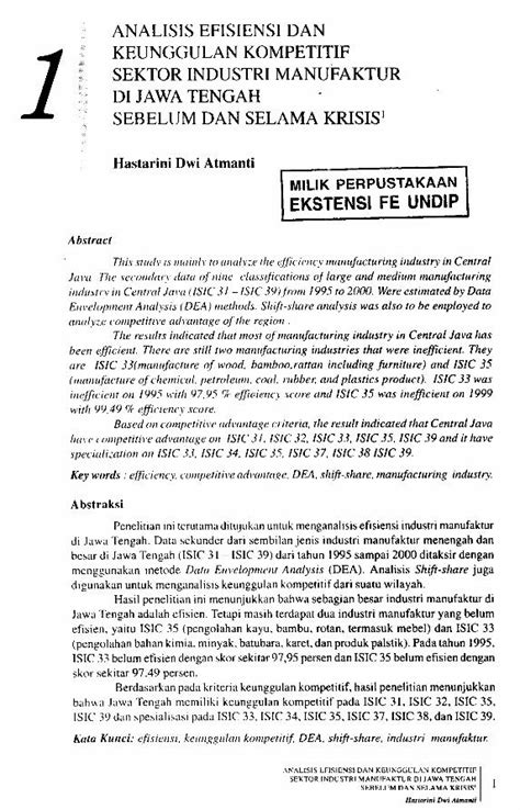 PDF ANALISIS EFISIENSI DAN KEUNGGULAN KOMPETITIF SEKTOR