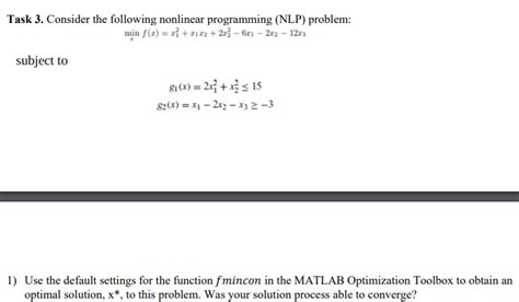 solved task 3 consider the following nonlinear programming