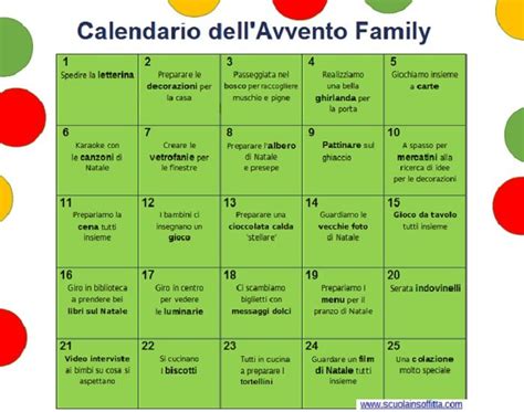 Calendario dell Avvento Family da stampare Attività per calendario