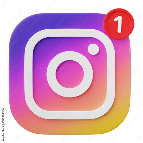 D Render Instagram Logo Icon With New Notification Isolated On