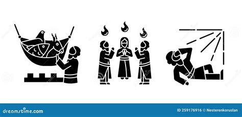 Christianity Biblical Characters Black Glyph Icons Set On White Space
