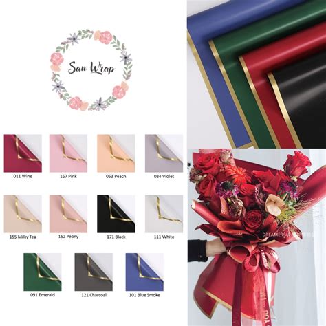 Jual 5 Lembar Flower Wrapping Paper Varian List Gold Solid Kertas