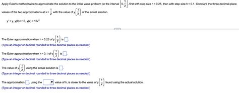 solved apply euler s method twice to approximate the