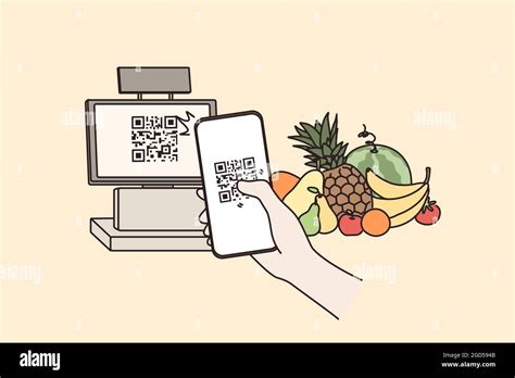 Contactless Payment With Qr Code Concept Human Hand Holding Smartphone