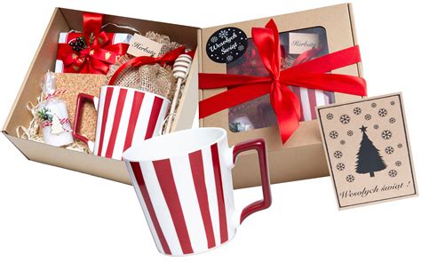 PREZENT NA ŚWIĘTA POD CHOINKĘ KOSZ ZESTAW PREZENTOWY KUBEK HERBATA BOX