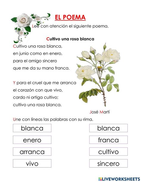 El Poema Worksheet For SEGUNDO GRADO DE PRIMARIA Actividades De