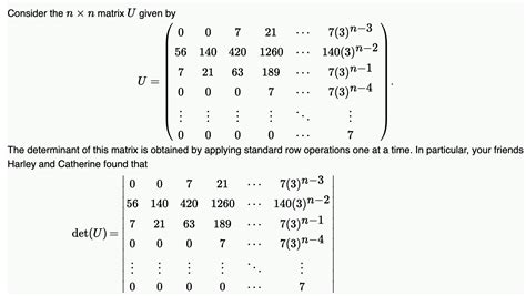 solved consider the n×n matrix u given by