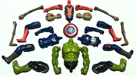 Merakit Mainan Captain America Action Figure Vs Spiderman Hulk Smash