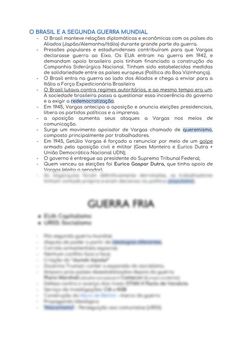 Solution Resumo Era Vargas E Introdu O Da Guerra Fria Studypool