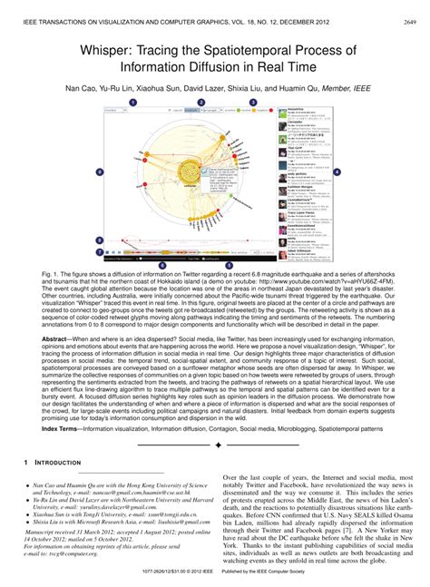 pdf whisper tracing the spatiotemporal process of information diffusion in real time