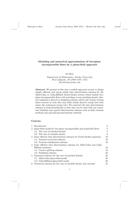 pdf modeling and numerical approximation of two phase incompressible flows by a phase field