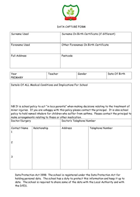 data capture form printable pdf download