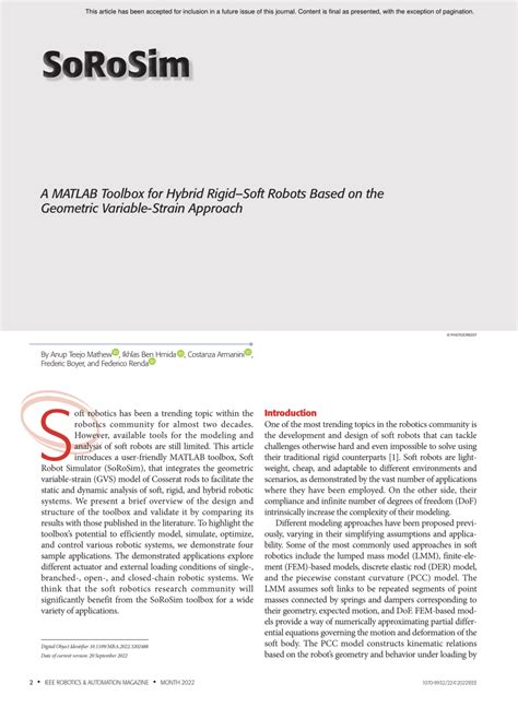 pdf sorosim a matlab toolbox for hybrid rigid soft robots based on the geometric variable