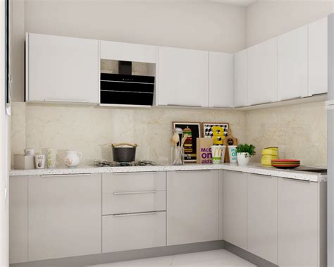 L Shaped Compact Kitchen Design Livspace