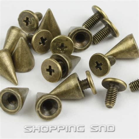 Bronze 10mm Cone Spike Studs Metal 3 8 Screwback Spikes Etsy