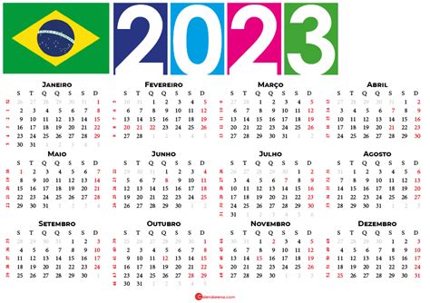 Calendário 2023 Brasil Para Imprimir Feriados
