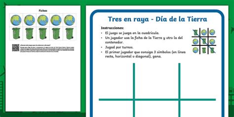 Juego Tres en raya Día de la Tierra Twinkl