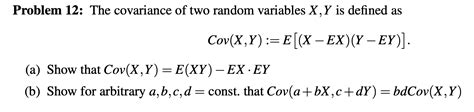 solved problem 12 the covariance of two random variables
