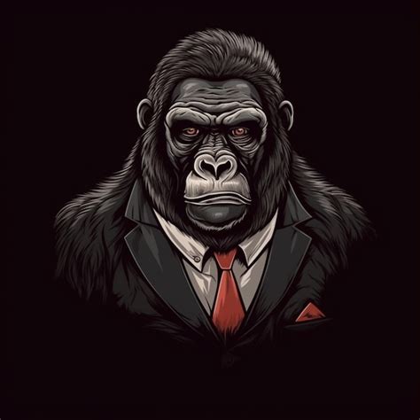 Premium AI Image A Close Up Of A Gorilla Wearing A Suit And Tie