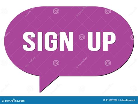 SIGN UP Text Written In A Violet Speech Bubble Stock Illustration