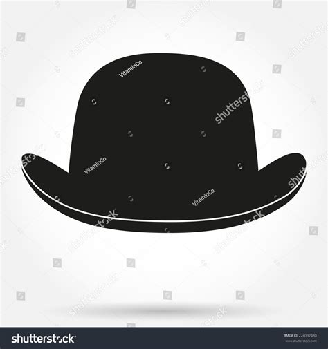 Silhouette Symbol Of Bowler Hat With Silk Ribbon Simple Vector