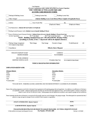 Fillable Online Thetowersatwilliamssquare Access Card Request Form
